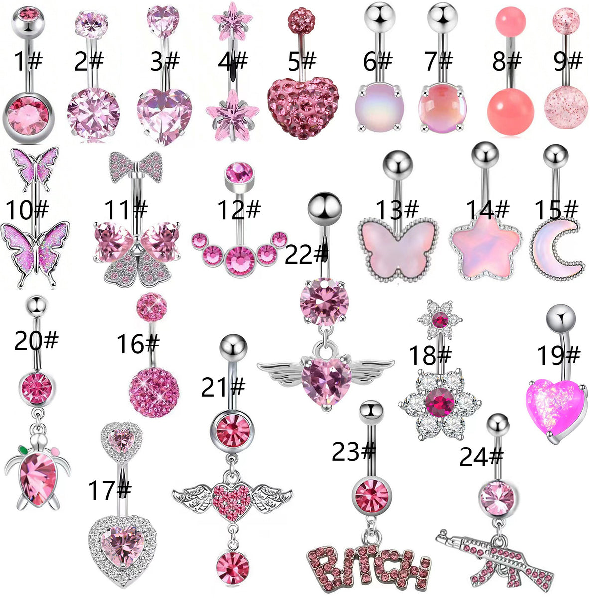 Pink Belly Button Rings – SaSaCoTnT
